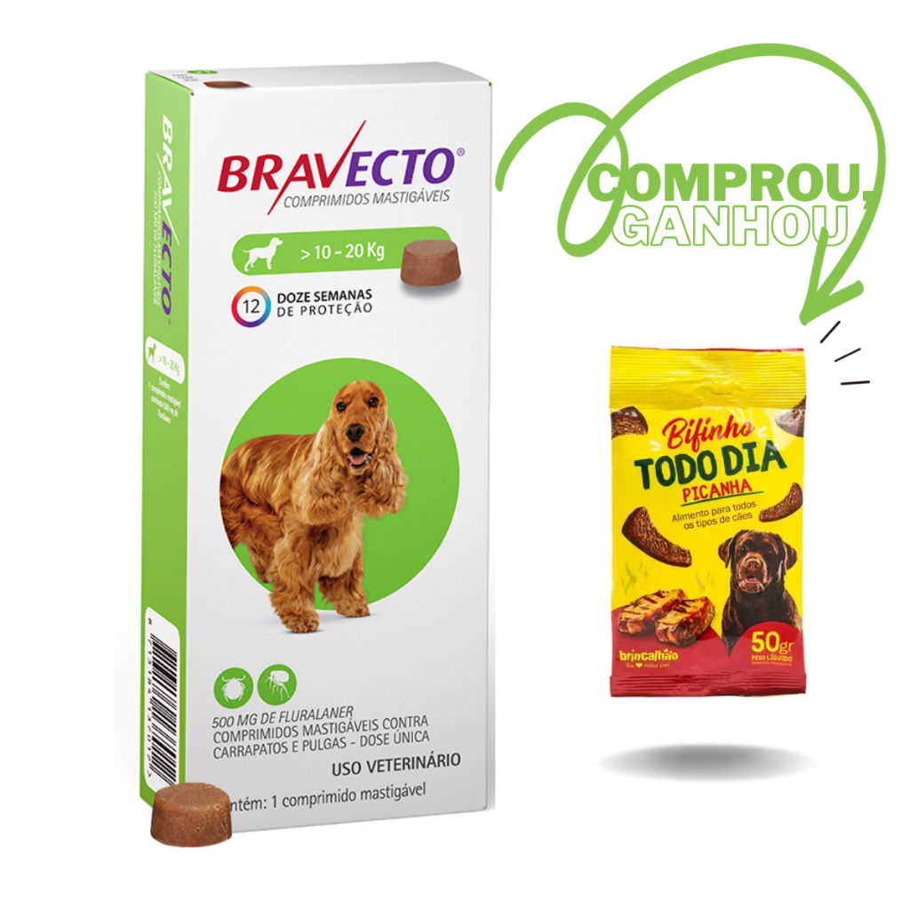 Bravecto 10 a 20 Kg Comprimido Antipulgas e Carrapatos para Cães | Shopee Brasil