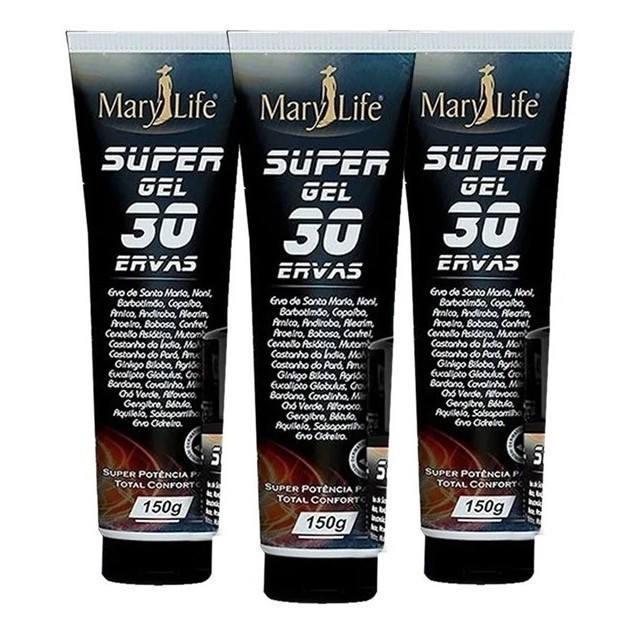 Kit 3un Super Gel 30 Ervas Massageador Efeito Gelo Quente Mary Life ...