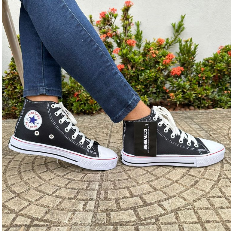 Botinha converse Casual All Star colegial preta branca vermelha bordo ...