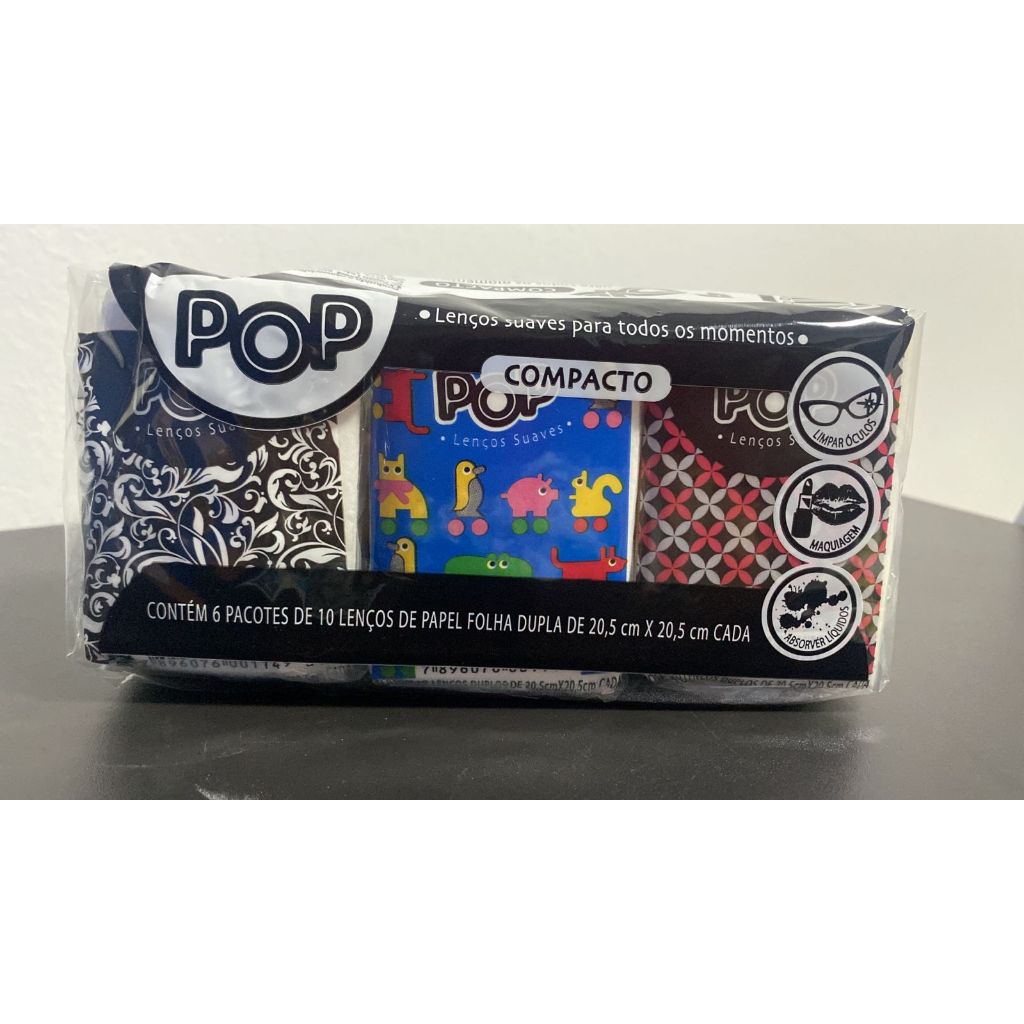 Kit 3 Pacotes Lenços de Papel Pop Folha Dupla C/06 Pacotinhos de 10 ...
