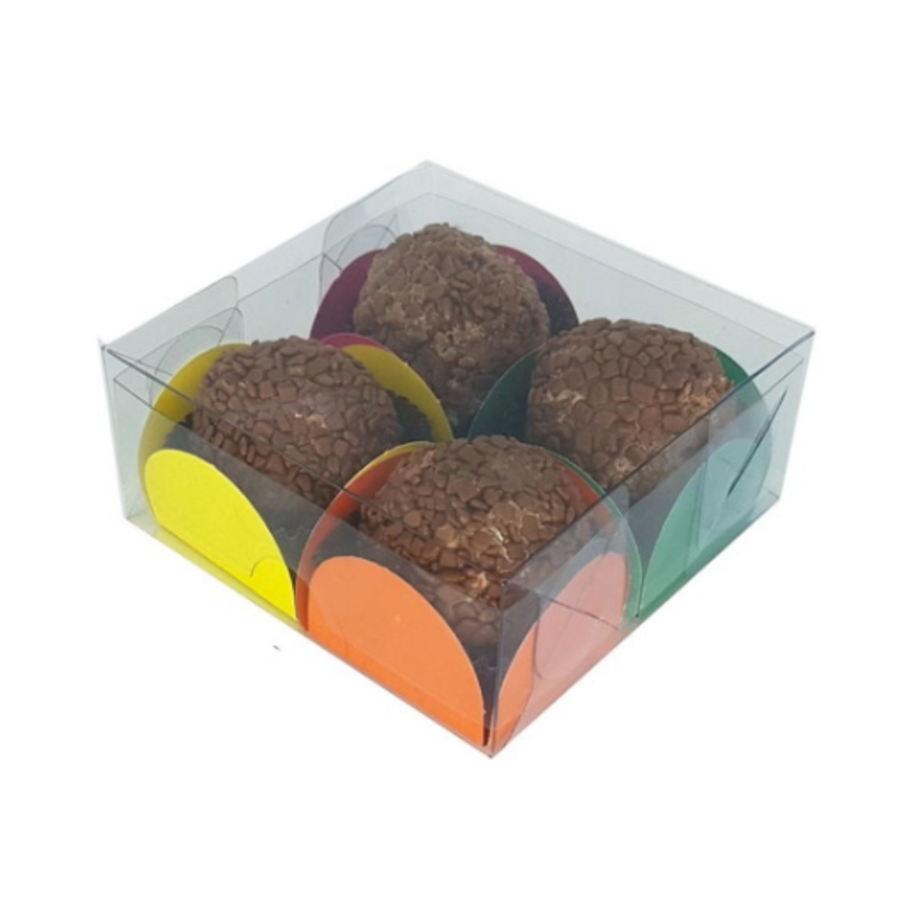 100 Caixas de Acetato toda Transparente 7x7x4 caixinha para 4 docinhos ...