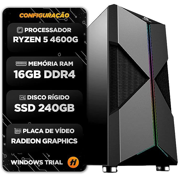 Pc Gamer Hertz Ryzen 5 5600G, 16GB DDR4, SSD 240GB, Gabinete Gamer RGB ...