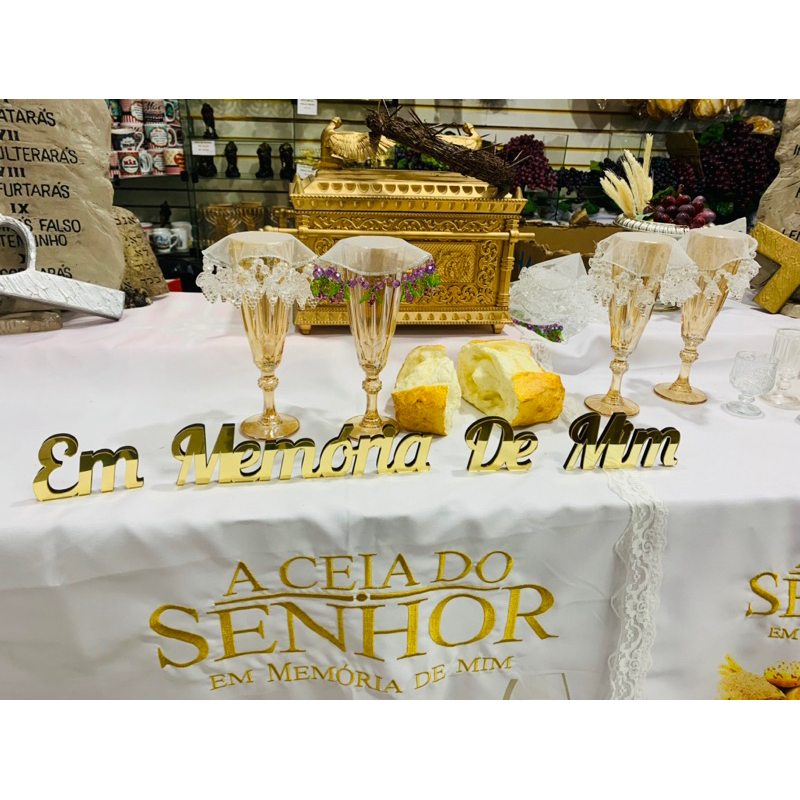 Escrita “Em memória de mim” para decoração de mesa santa ceia | Shopee ...
