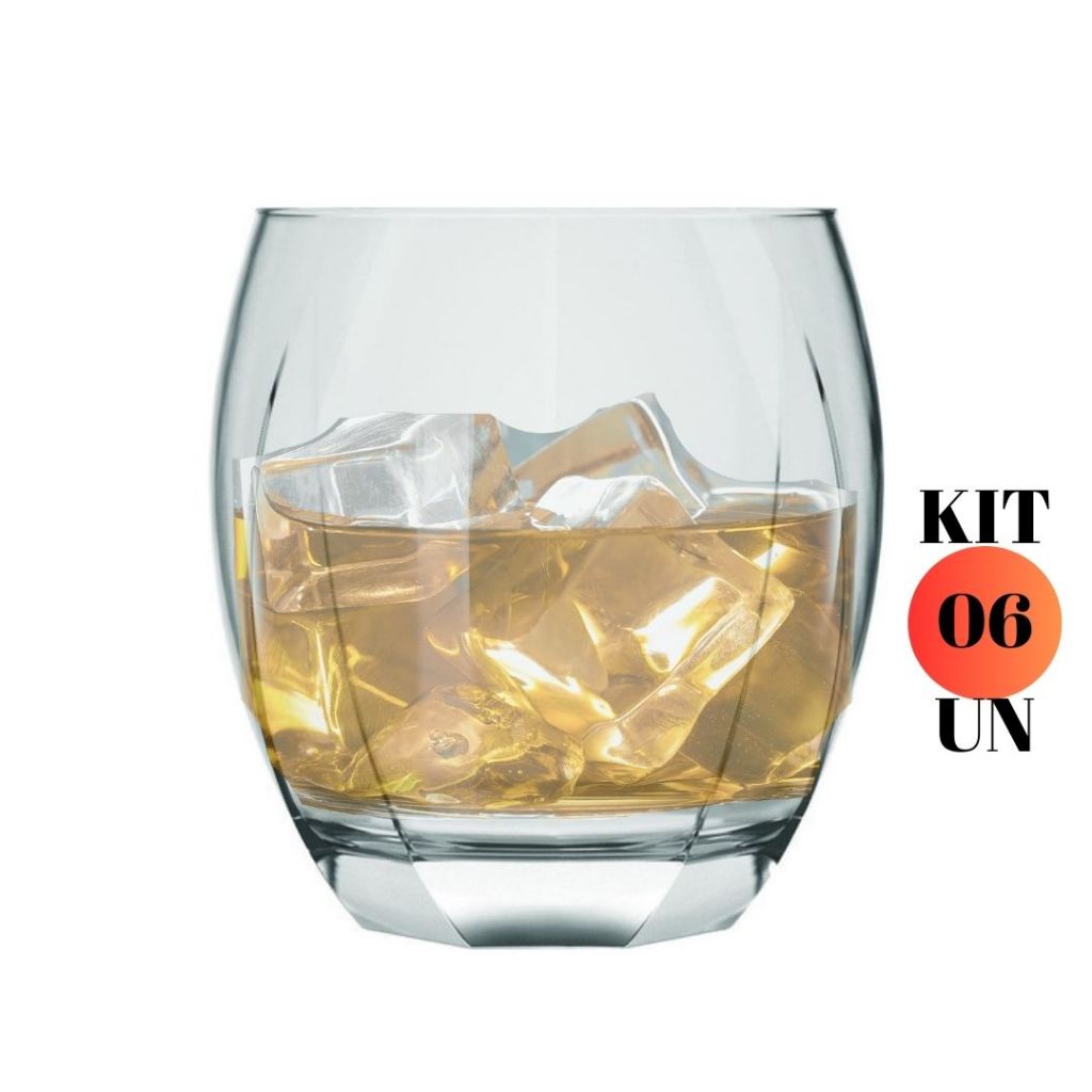 Kit 6 Copos Capri 340 ML Rocks Vidro Duralex Wisky Dose Wiskhey Campari ...