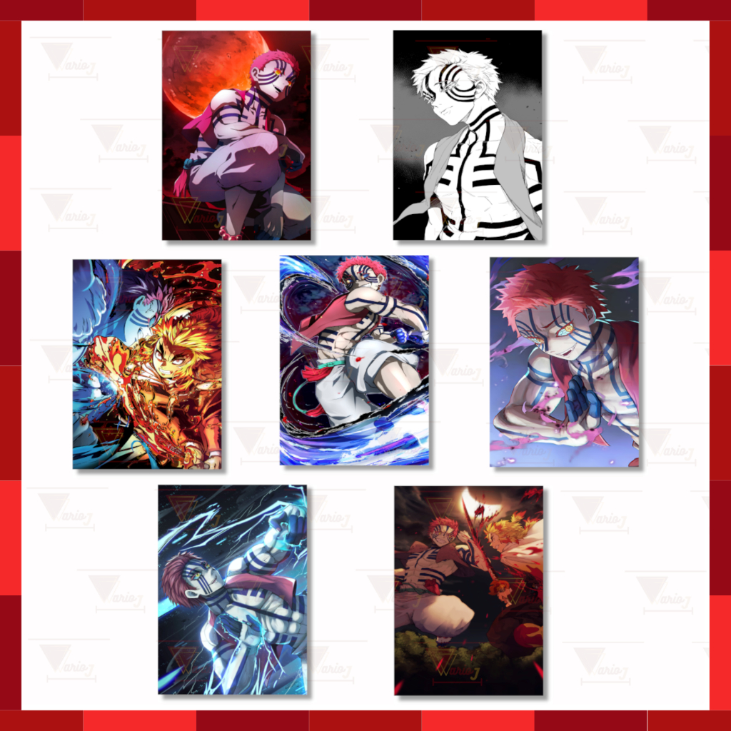 Placa Decorativa Quadro A4 Demon Slayer Akaza Lua Superior 3 Kimetsu no ...