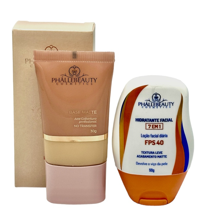 Kit Base Matte PhálleBeauty+ Hidratante Facial 7 em 1 FPS40 - 50g ...