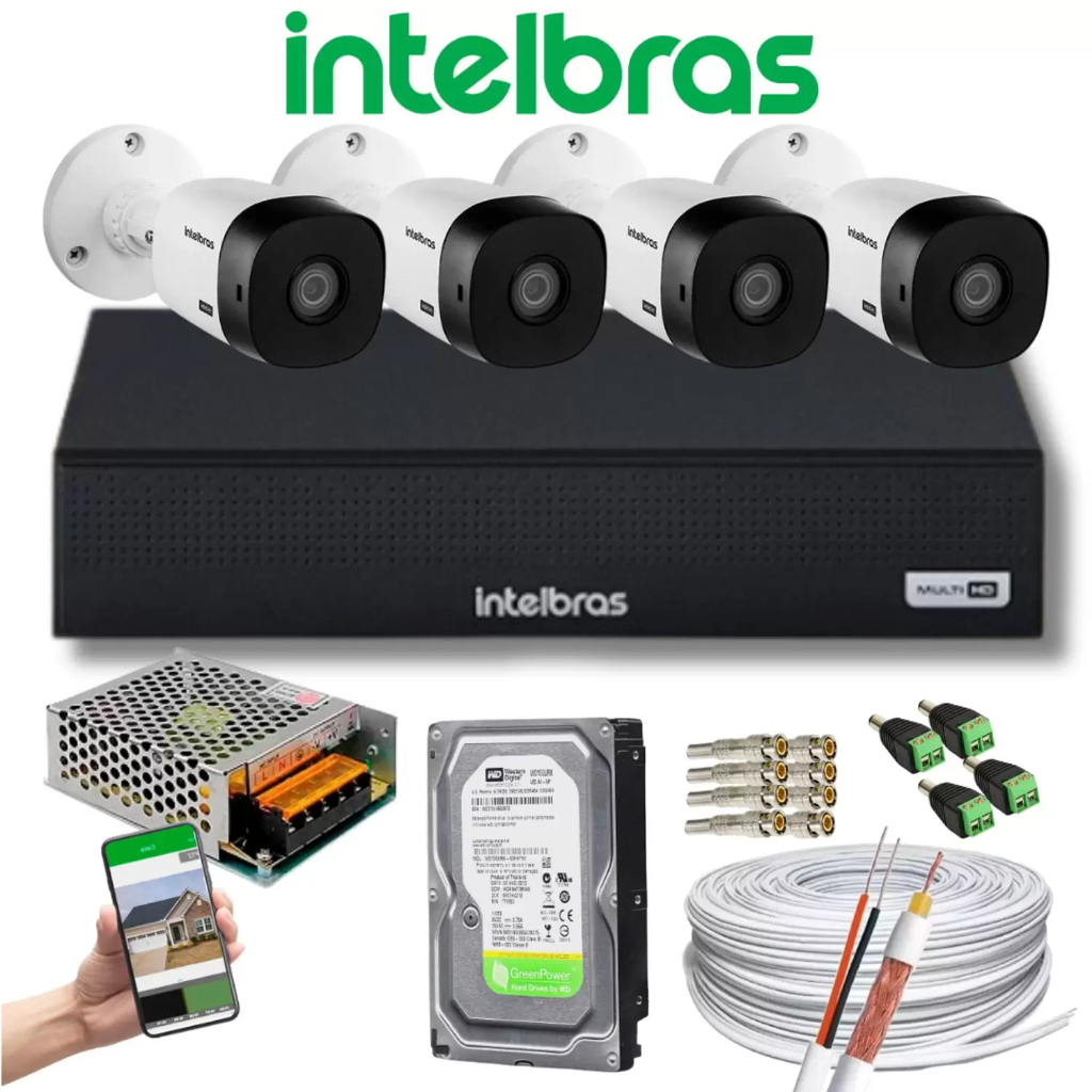 Kit Intelbras 4 Cam 1220b Fullhd Dvr Mhdx 3104 Full Hd C/ Hd Completo ...