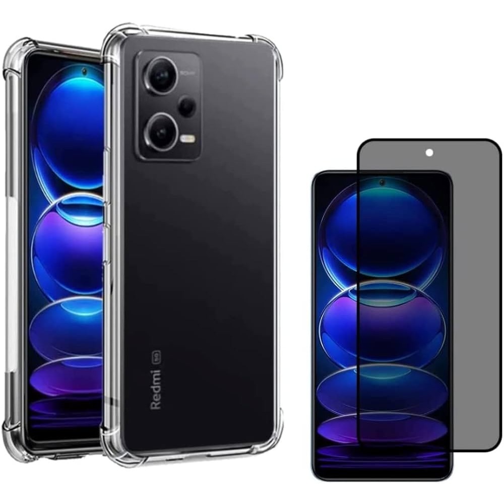 Kit Capa Anti Impacto Transparente + Película 3D Privacidade P/ Redmi Note 12 Pro 5G - Escorrega ...