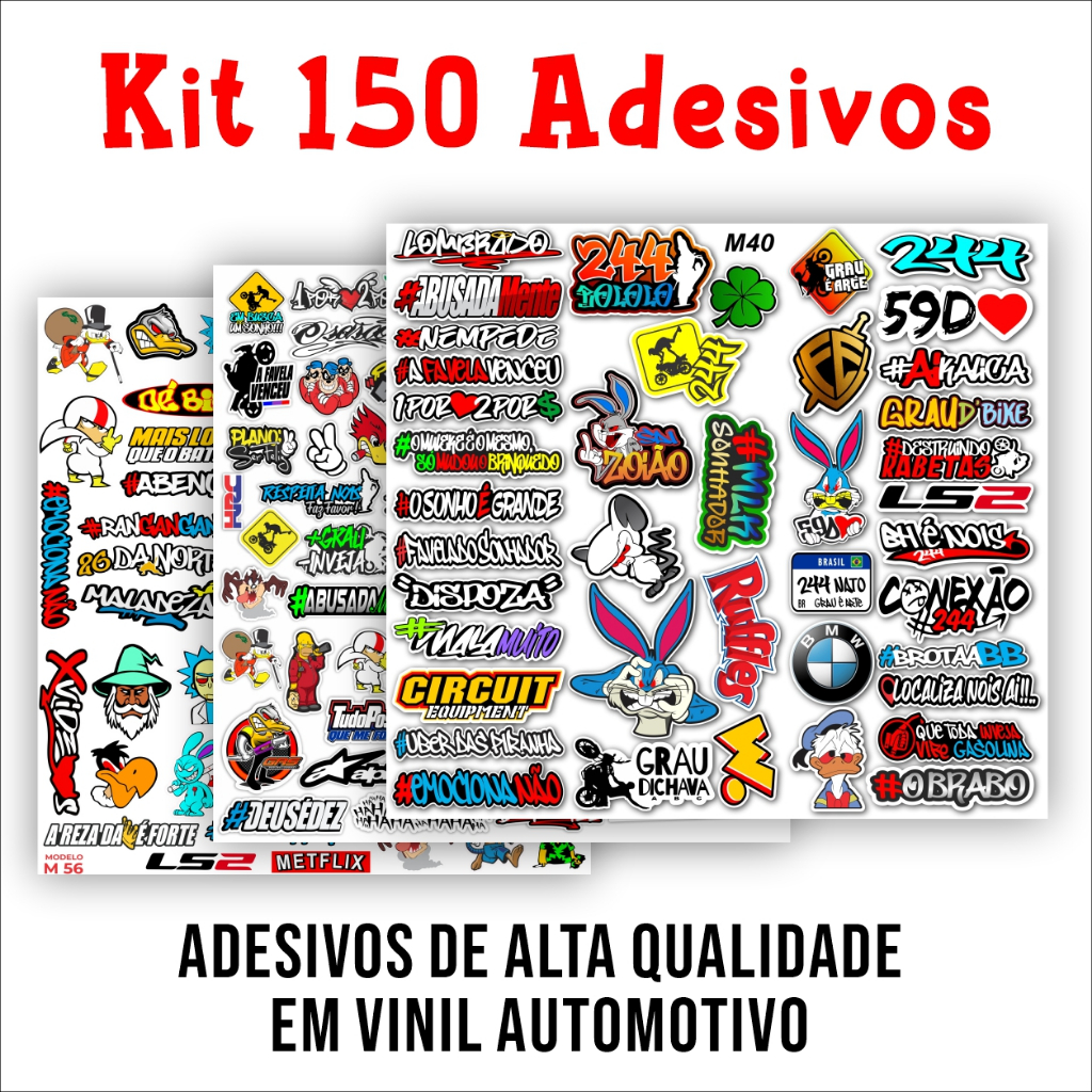 Super Kit 150 Adesivos Moto Bike Carro Grau 244 Motorizada | Shopee Brasil