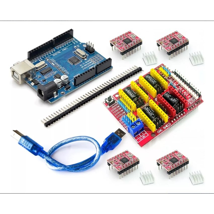 Kit Cnc Shield V3 Compatível Arduino Smd Driver A4988 Uno R3 Cabo ...