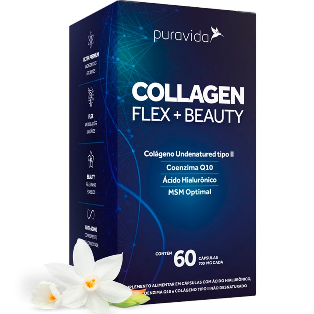 Collagen Flex + Beauty 60cáps Colágeno Original Puravida | Shopee Brasil