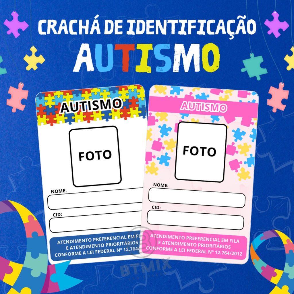 Crachá de Identificação Autismo Personalizado - Escorrega o Preço