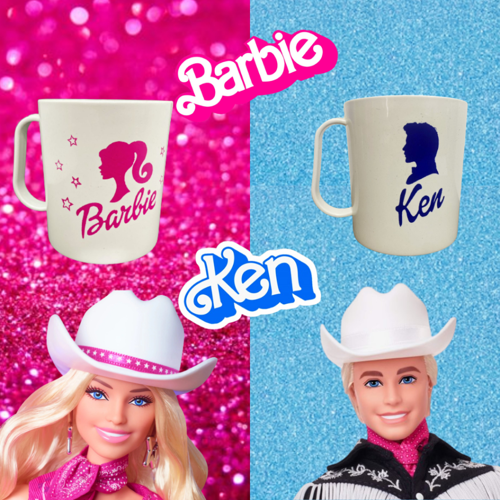 Kit 20 canecas BARBIE + KEN - kit 10 und de cada plasticas ...