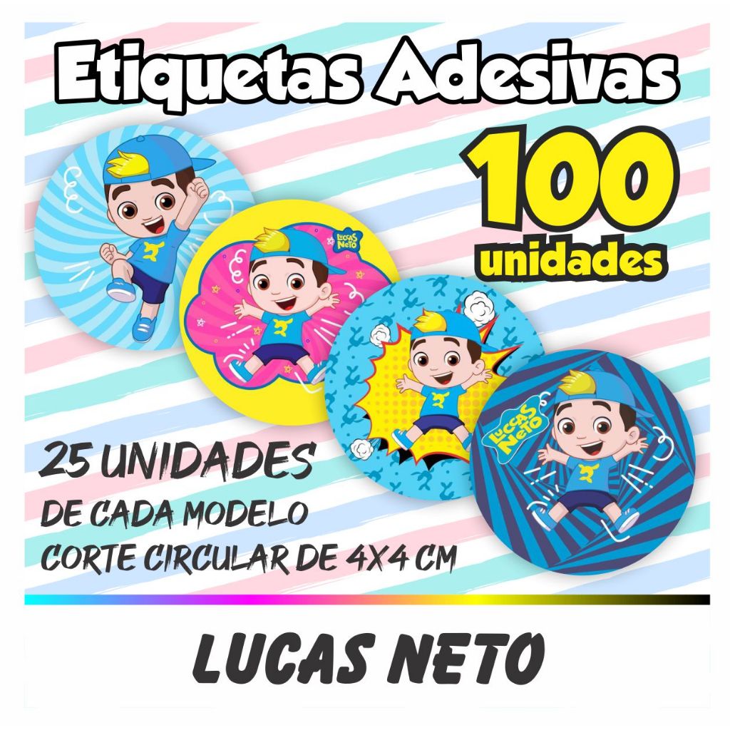 Kit De 100 Etiquetas Adesivas Luccas Neto, Lucas Neto | Shopee Brasil