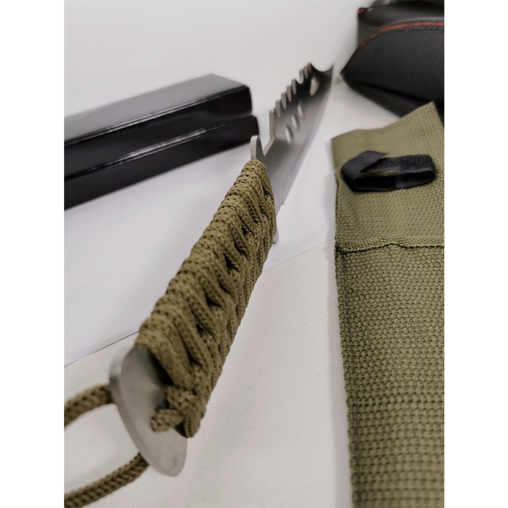 Faca Facão Rambo Militar Tático Artesanal Serrilhado Aço 440 - Faz a Boa!