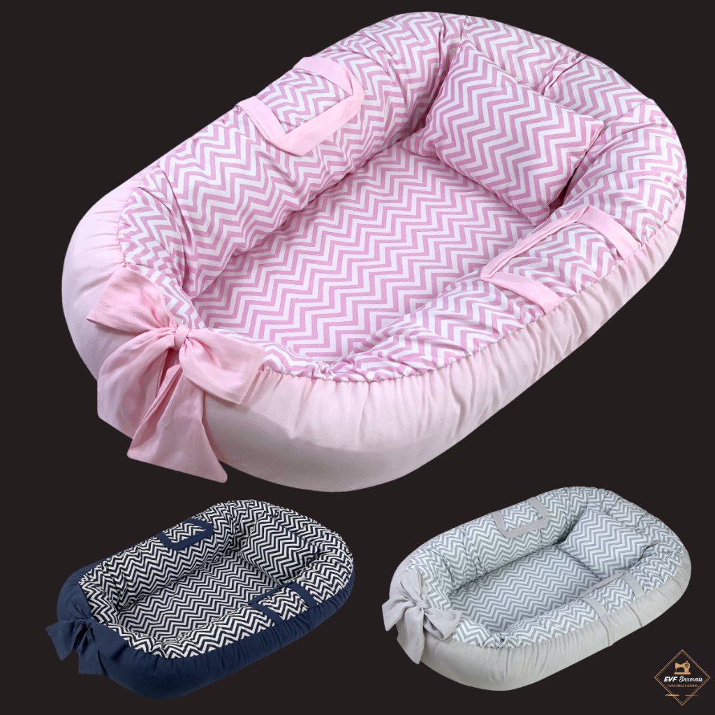 Ninho para bebe redutor de berço com ziper e laço dupla face e ...