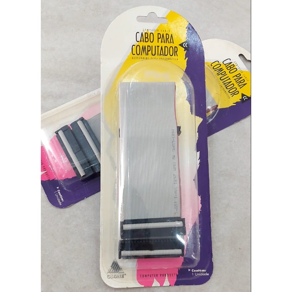 Cabo HD IDE 3 Conectores 40 pinos para computador antigo | Shopee Brasil