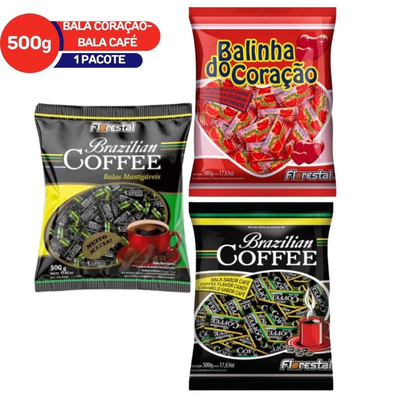 Balas Do Coração 500g - Balas de Café Mastigavel 500g Bala de Café Dura ...