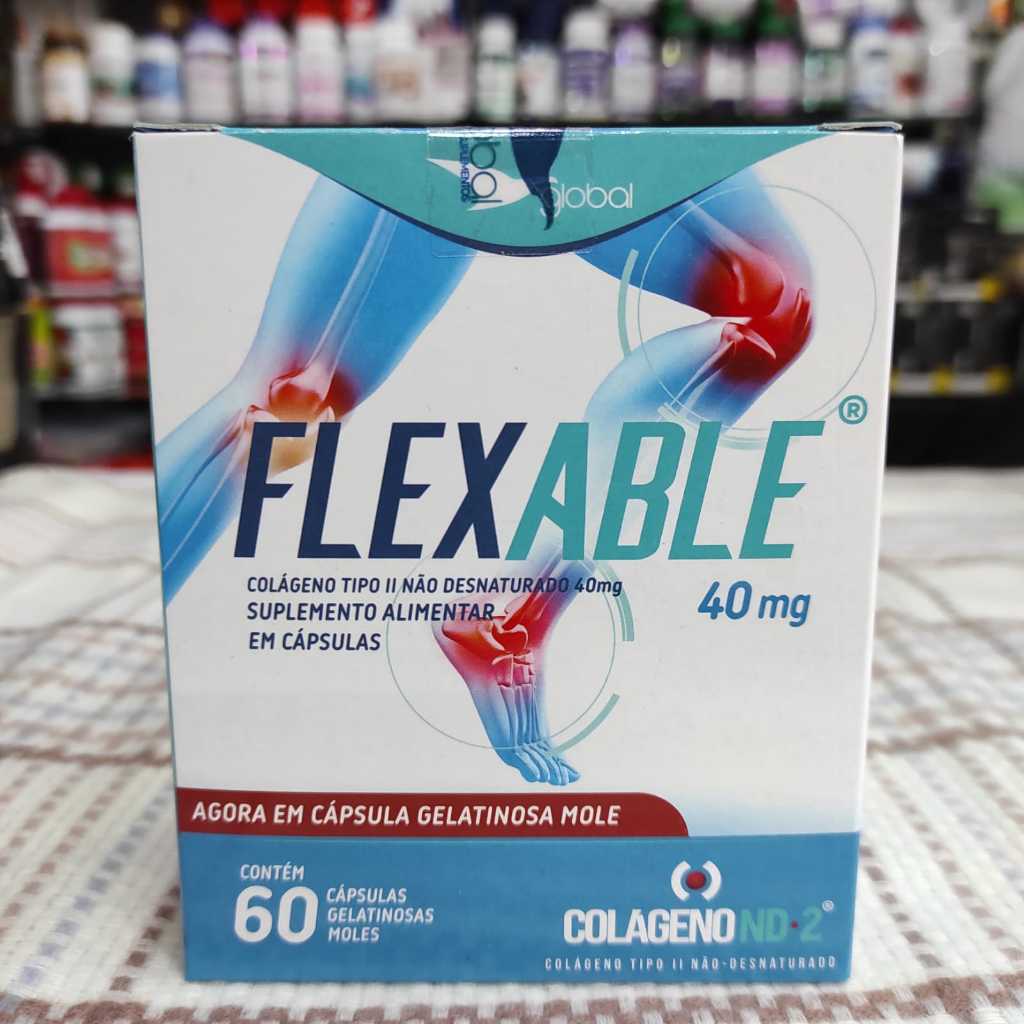FLEXABLE COLÁGENO TIPO 2 NÃO DESNATURADO 40mg 60 Cápsulas (Global ...