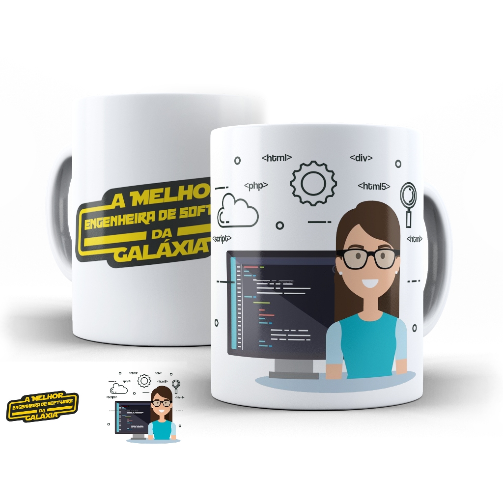 Caneca Porcelana A Melhor Engenheira de Software Da Galáxia 325ml ...