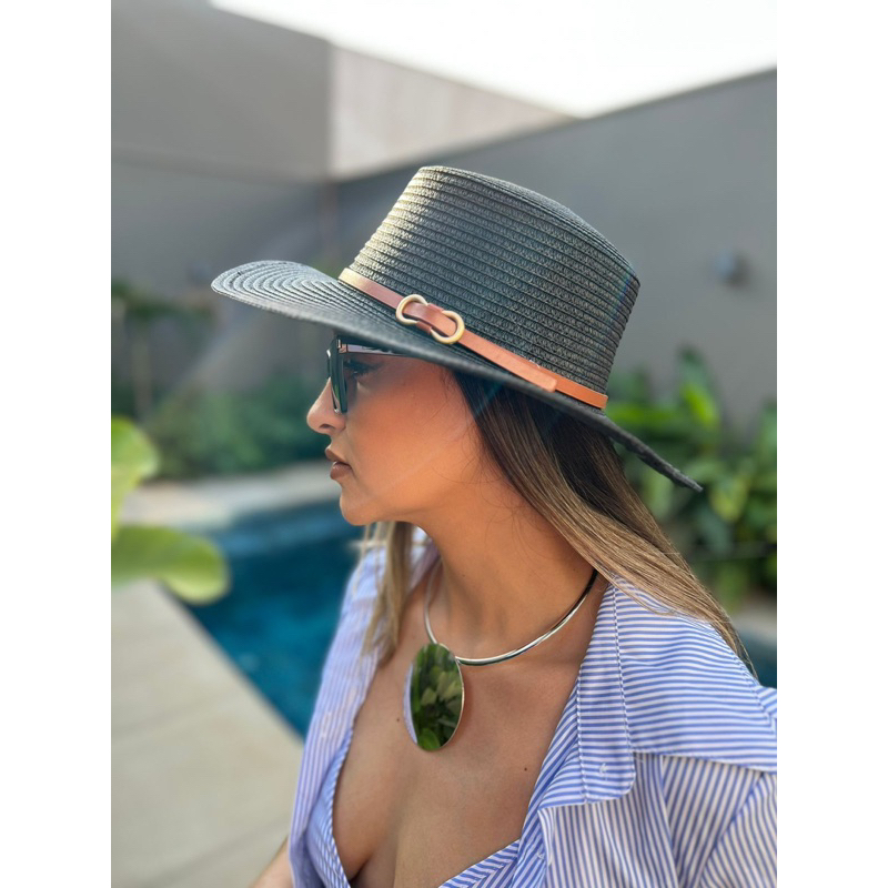 Chapéu De Praia Piscina Feminino Paris Palha Flexível Elegante | Shopee ...