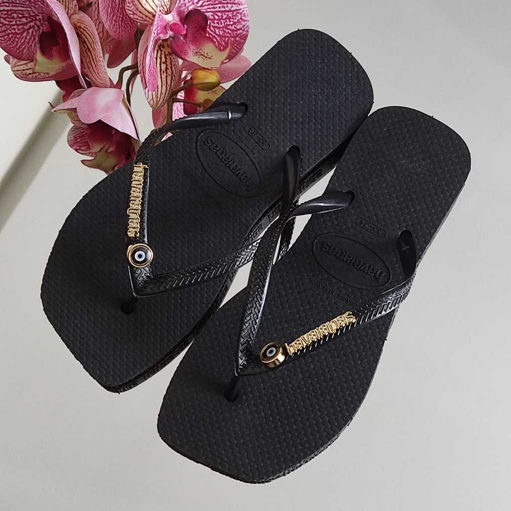 Sandálias Havaianas Slim Feminina Adulto Quadradas Pingente de olho ...