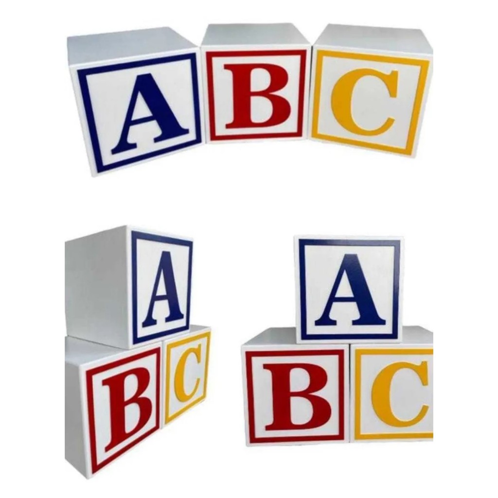 Trio cubos letras ABC mdf Pintado Decoração Pegue e monte Festa ...