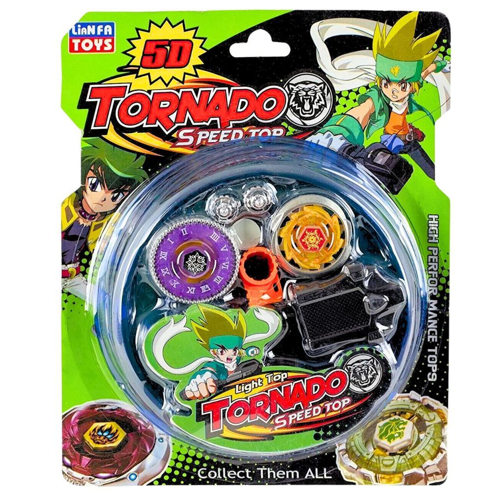 Cartela com 2 Beyblade Metal Led 5d + 2 Lançador + Pião Tornado Com ...