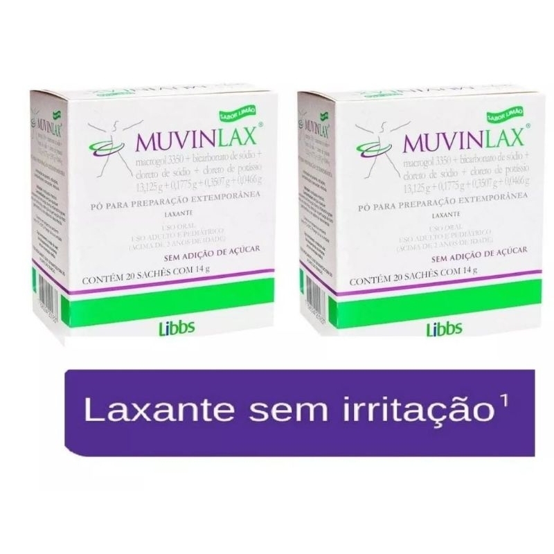Munvilax Kit c/ 2 cx com 20 sachê 14g Laxante sem irritação | Shopee Brasil