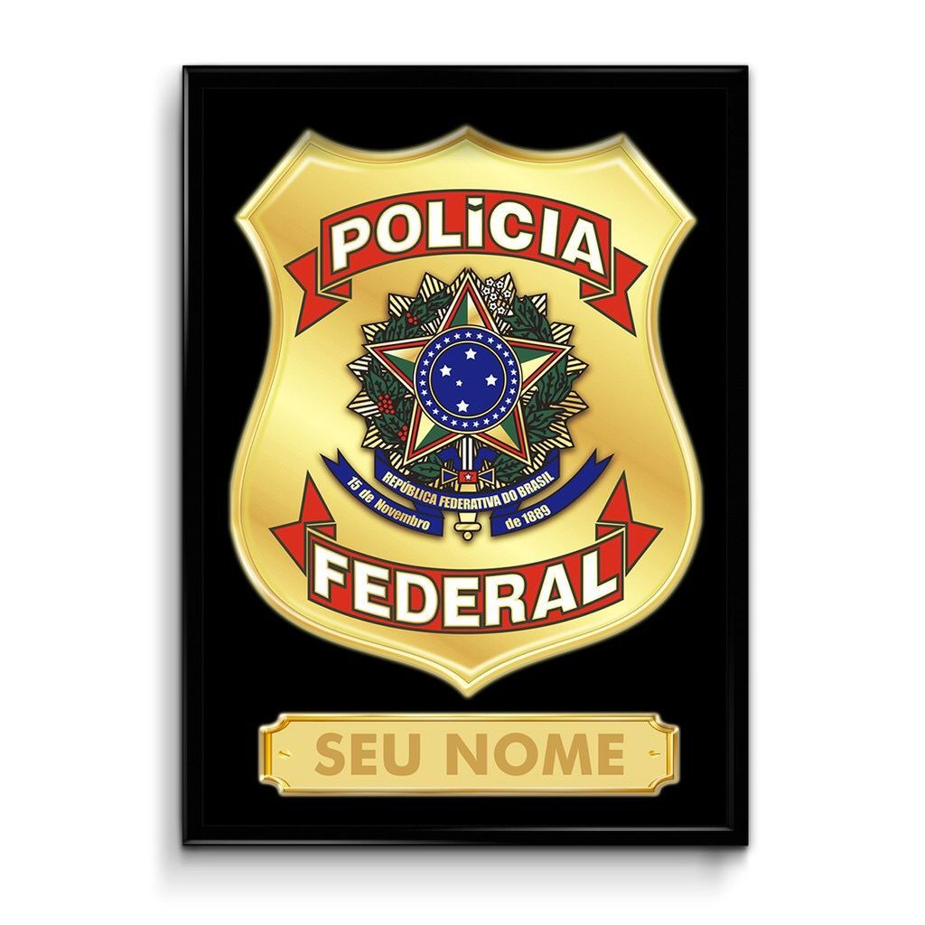 Placa decorativa personalizada mdf com fita dupla face seu nome Policia ...