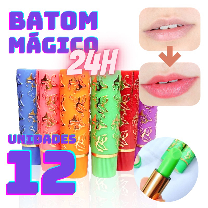 12 Batons Mágico 24H Batom da Vovó verde mágico infantil | Shopee Brasil