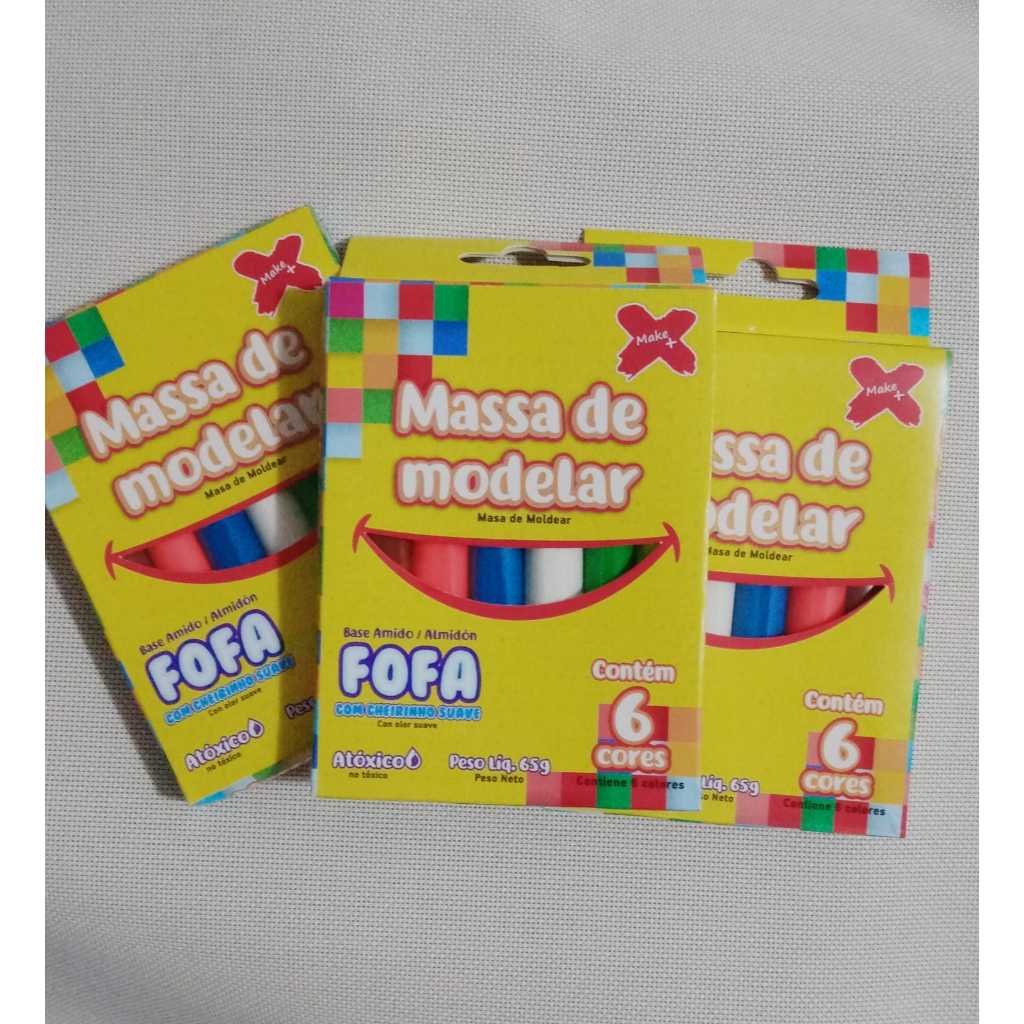 MASSA DE MODELAR 65 GR 6 CORES MAKE + | Shopee Brasil