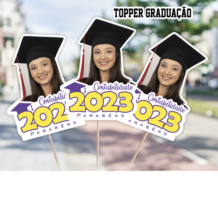 kit 20 Topper para docinho, Chapéu formatura/ Graduação. Rostinho ...