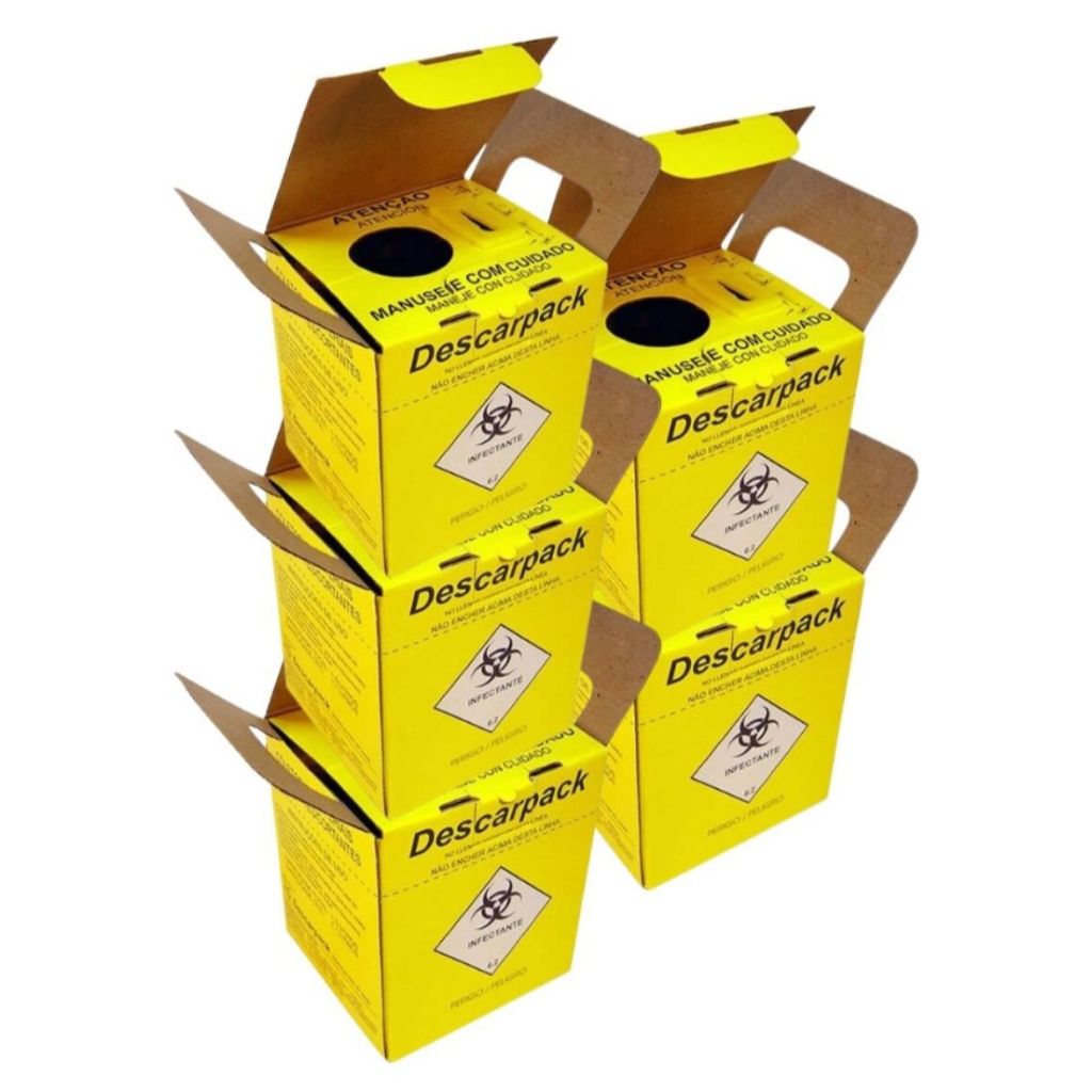 Kit 5 Unidades Caixa Coletora Descartável 3,0 L Descarpack | Shopee Brasil