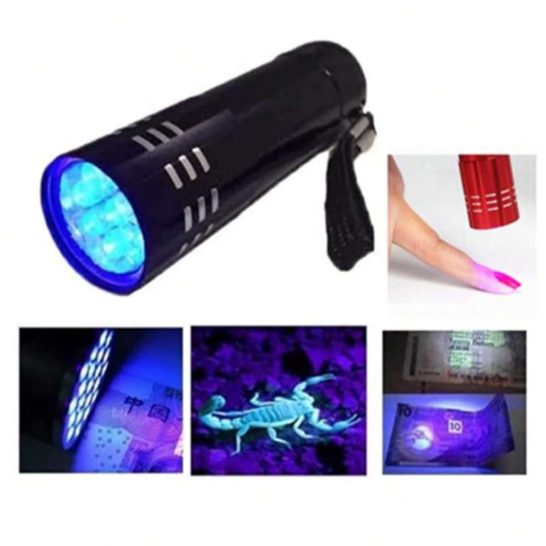 Mini Lanterna Luz Ultra Violeta Com 9 Led Portátil | Shopee Brasil