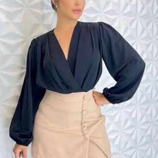 Body Blusa Manga Longa Princesa com Elatico Elegancia | Shopee Brasil