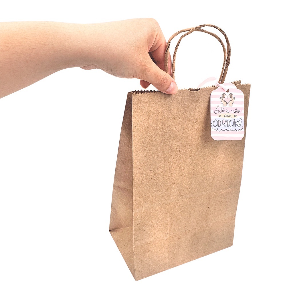 Sacola de Papel Kraft Pardo Delivery C/ Alça (com TAG de agradecimento ...