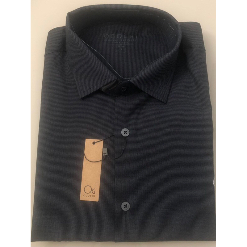 CAMISA SOCIAL MASCULINA MANGA LONGA COR AZUL MARINHO MODELO SLIM FIT ...