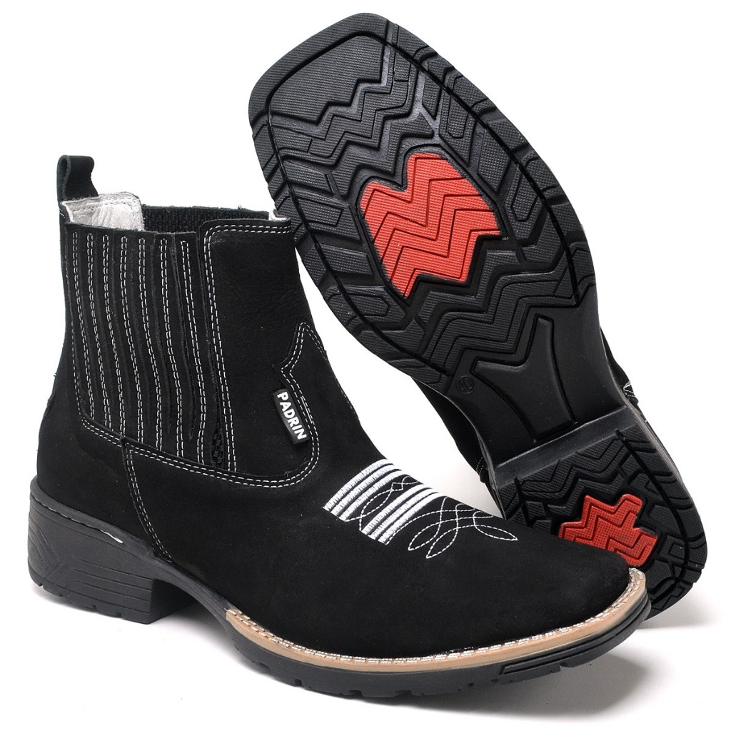 Botina Texana Masculina Cowboy Peão Rodeio 090 Couro Legítmo Padrin ...