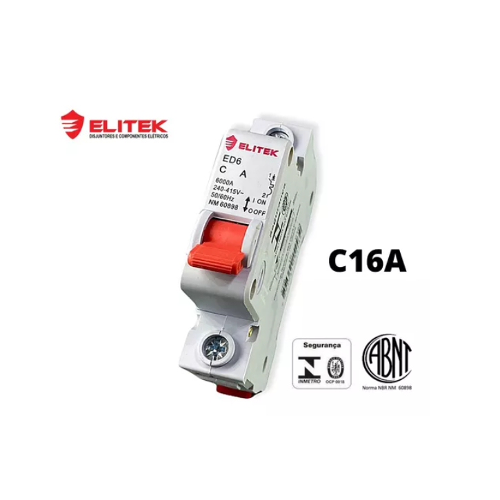 Disjuntor Unipolar Mono 06a 10a, 16a, 20a, 25a, 32a, 40a, 50a, 63a ELITEK | Shopee Brasil