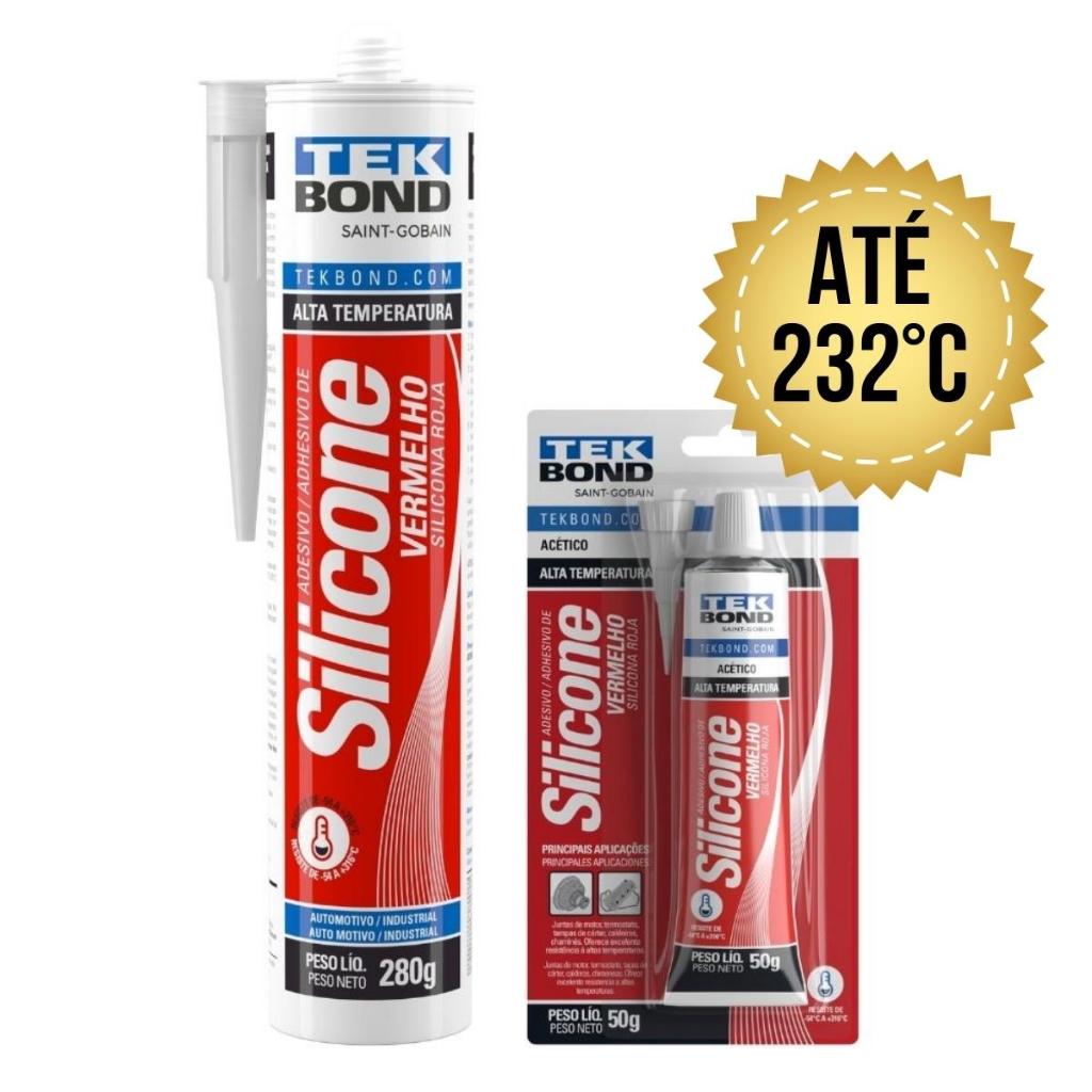 Silicone Acético Alta Temperatura Vermelho Blister 50g OU 280g Tekbond ...