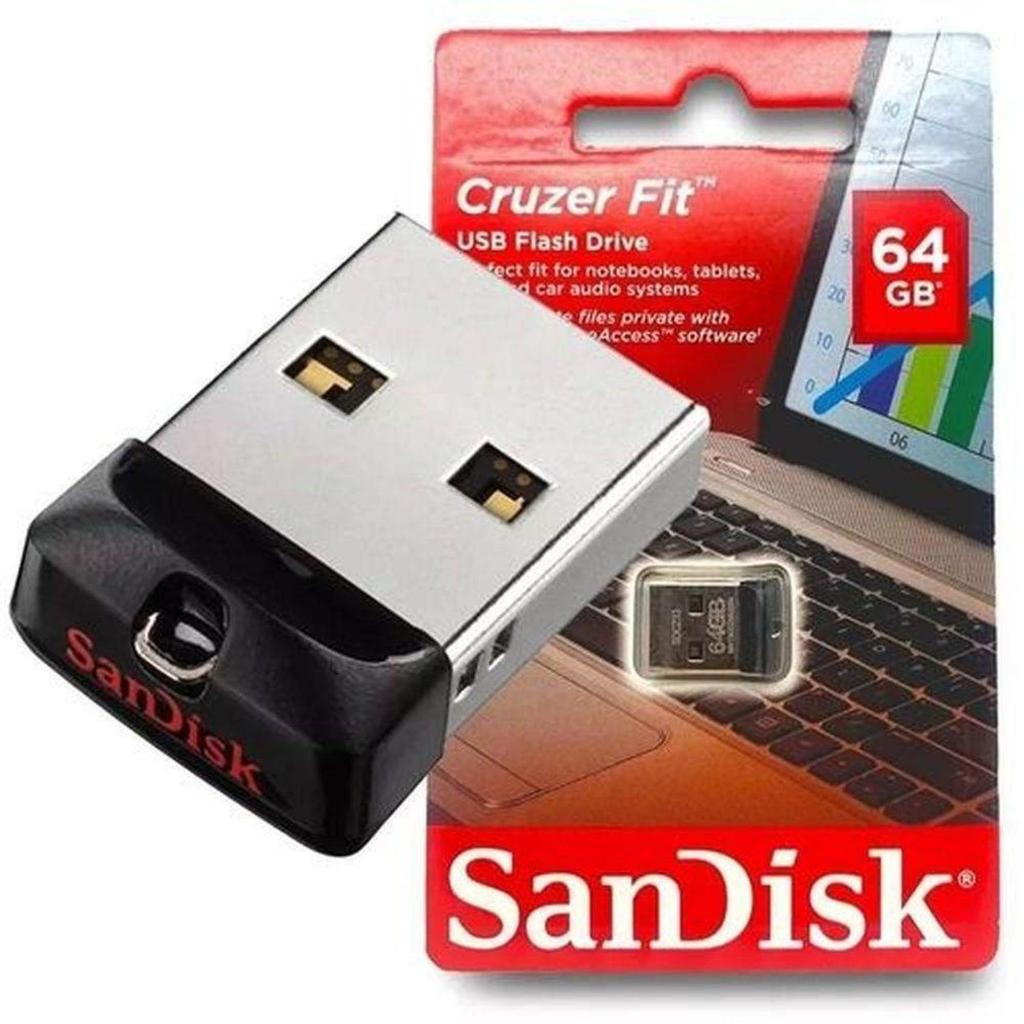 Pendrive SanDisk Cruzer Fit 8/16/32/64/GB 2.0 preto - Escorrega o Preço