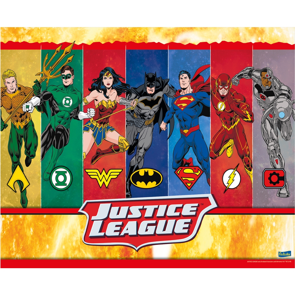 Painel TNT Super-Heróis Tema Liga da Justiça Licenciado 1,00m x 1,40m ...