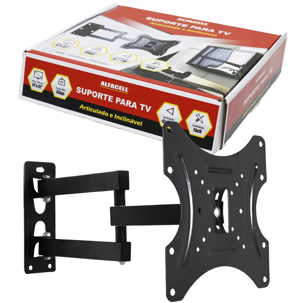 Suporte braço articulado monitor tv televisão inclinável universal ...