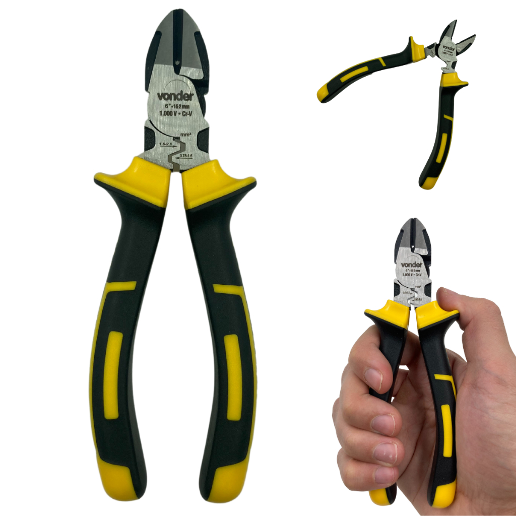 Alicate De Corte Diagonal 6 Polegadas Para Eletricista 1000v, Vonder | Shopee Brasil