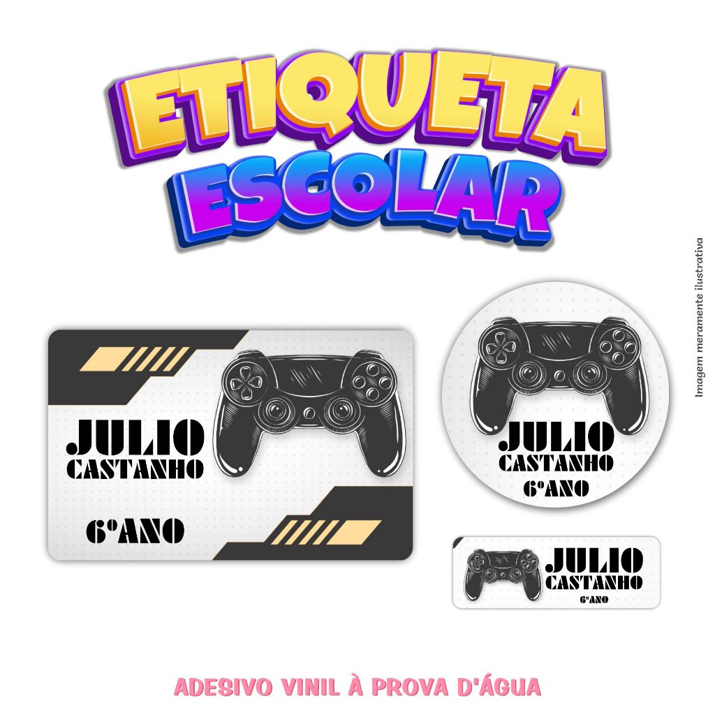 Games - kit etiqueta escolar - volta às aulas, adesivo personalizado ...