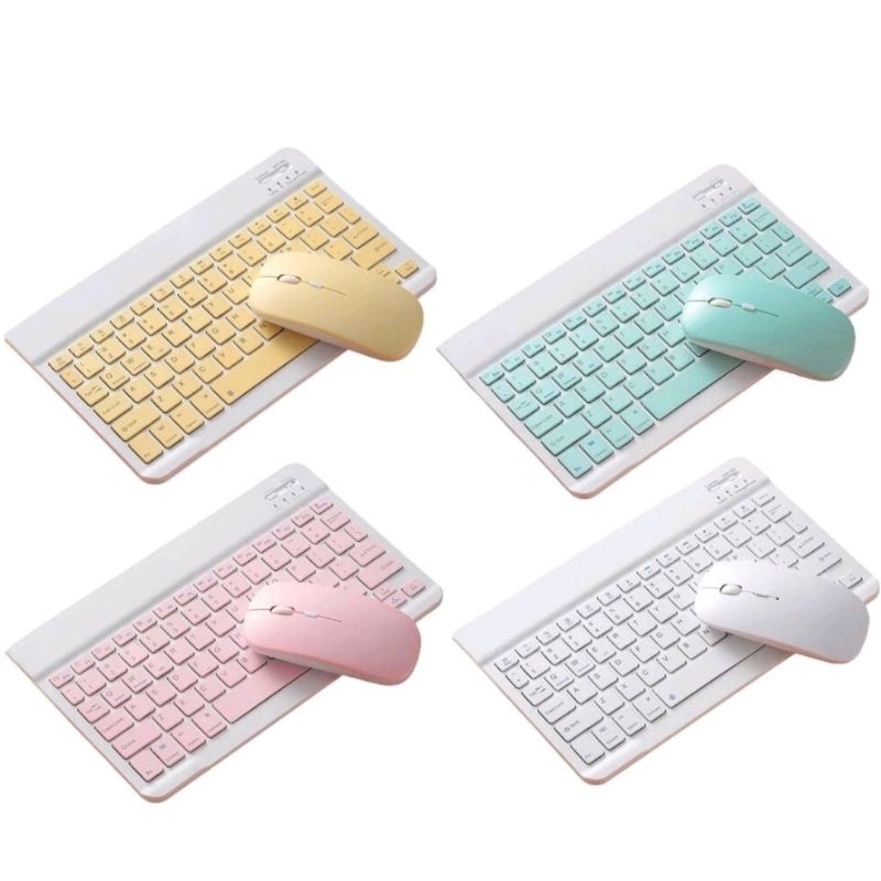 kit Teclado e Mouse Sem Fio Mini Ultra-Fino Recarregável USB Bluetooth ...