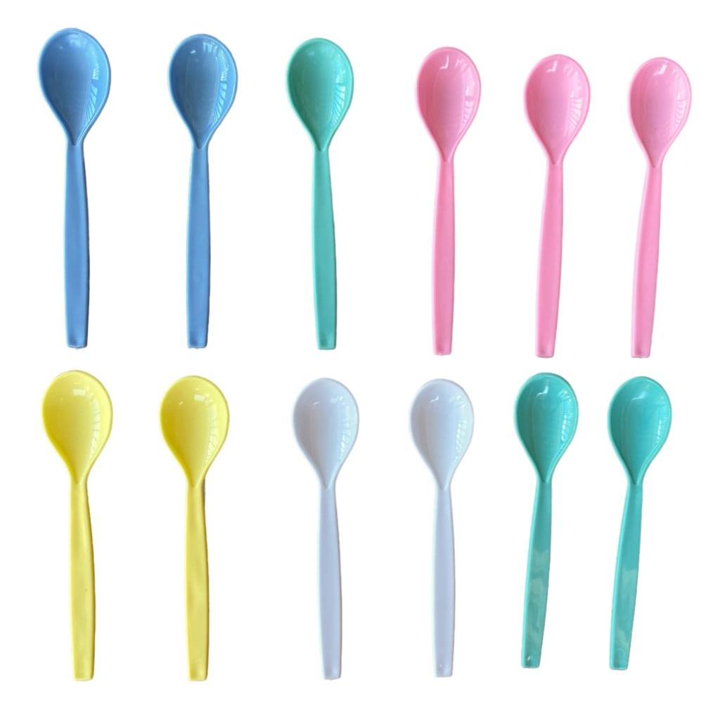 Colher de plástico colorido infantil merenda kit escolar resistente ...