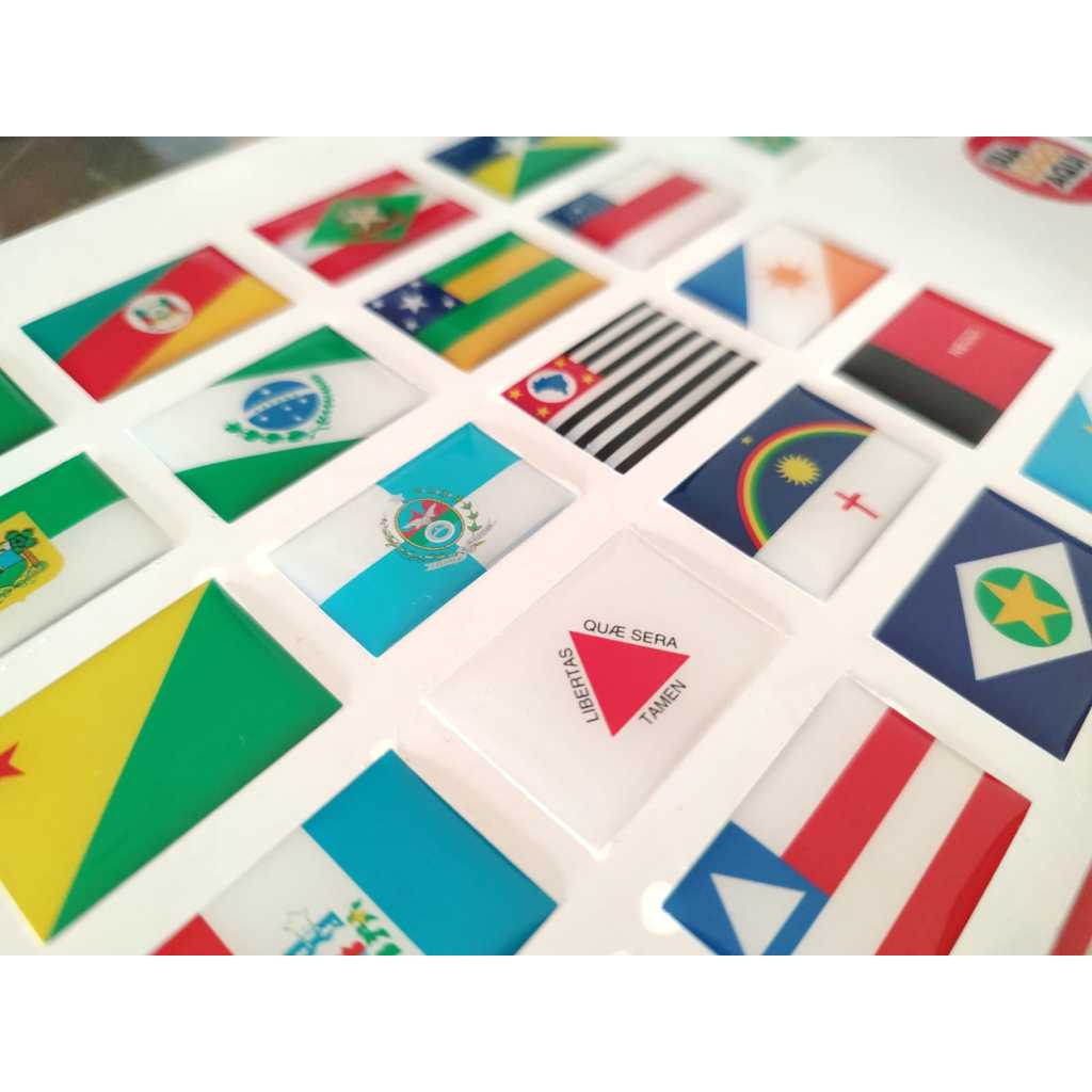 KIT 04 UNIDADES ADESIVO RESINADO BANDEIRA DE ESTADOS BRASILEIROS (6 x 4 ...