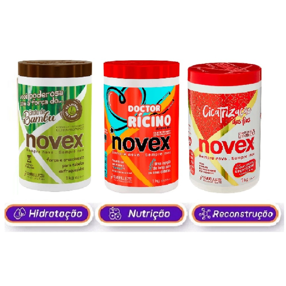 Kit Novex Cronograma Capilar (HNR) Para Cabelos Tingidos 1Kg | Shopee Brasil